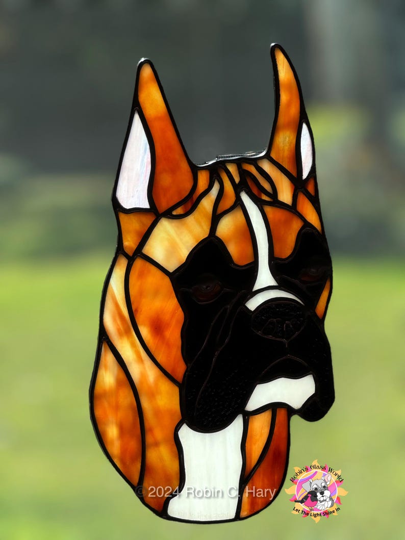 Boxer Handmade Stained Glass Suncatcher/dog Lover Gift/pet Memorial - Etsy