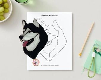 Husky Stained Glass Pattern Design Digital Download Dog Alaskan ...