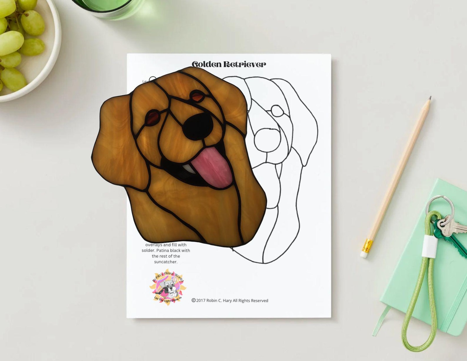 Golden Retriever Stained Glass Pattern/pdf/ DIY Suncatcher - Etsy