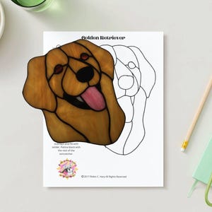 Golden Retriever Stained Glass Pattern/pdf/ DIY Suncatcher - Etsy