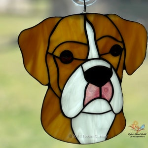 Boxer Handmade Stained Glass Suncatcher - Etsy