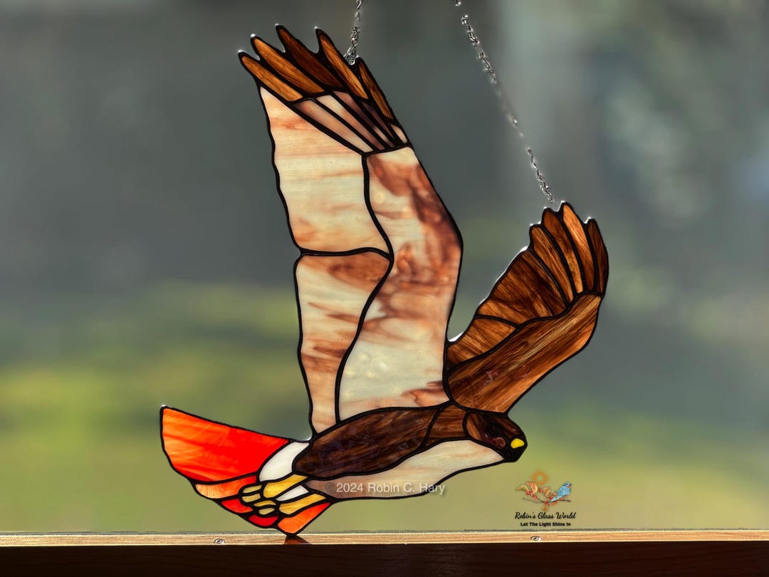 Red Tailed Hawk Stained Glass Suncatcher - Etsy
