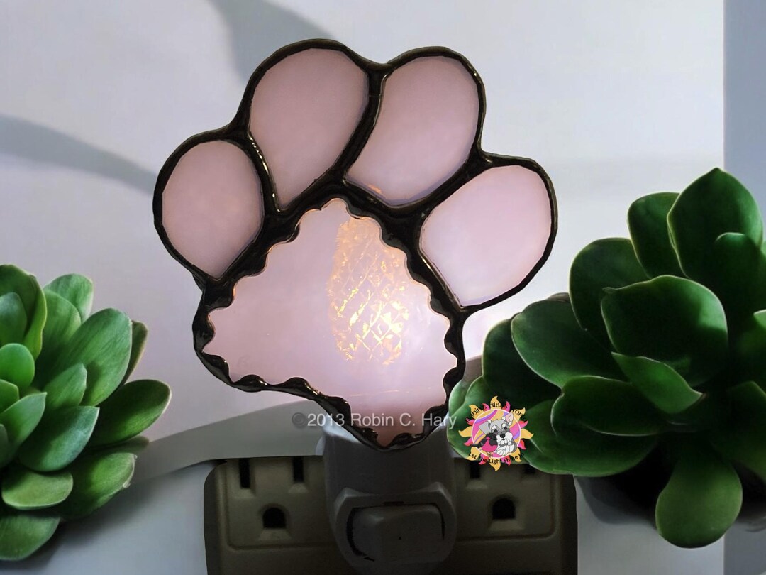 Paw Print Handmade Stained Glass Night Light - Etsy