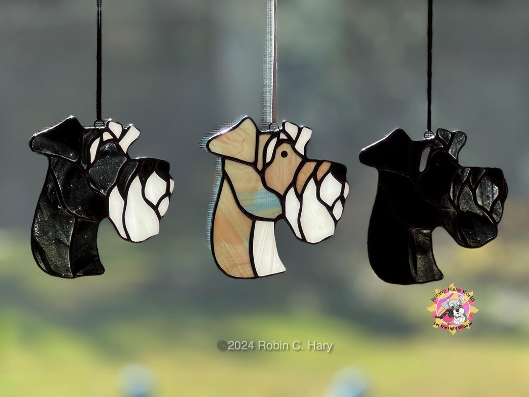Schnauzer Stained Glass Ornament - Etsy