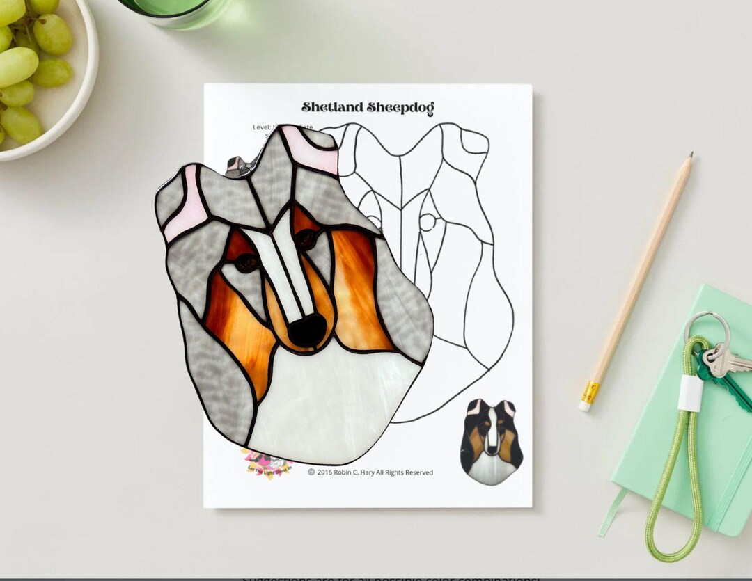 Shetland Sheepdog/ Sheltie/ Stained Glass Pattern/ PDF/ DIY Dog Window ...
