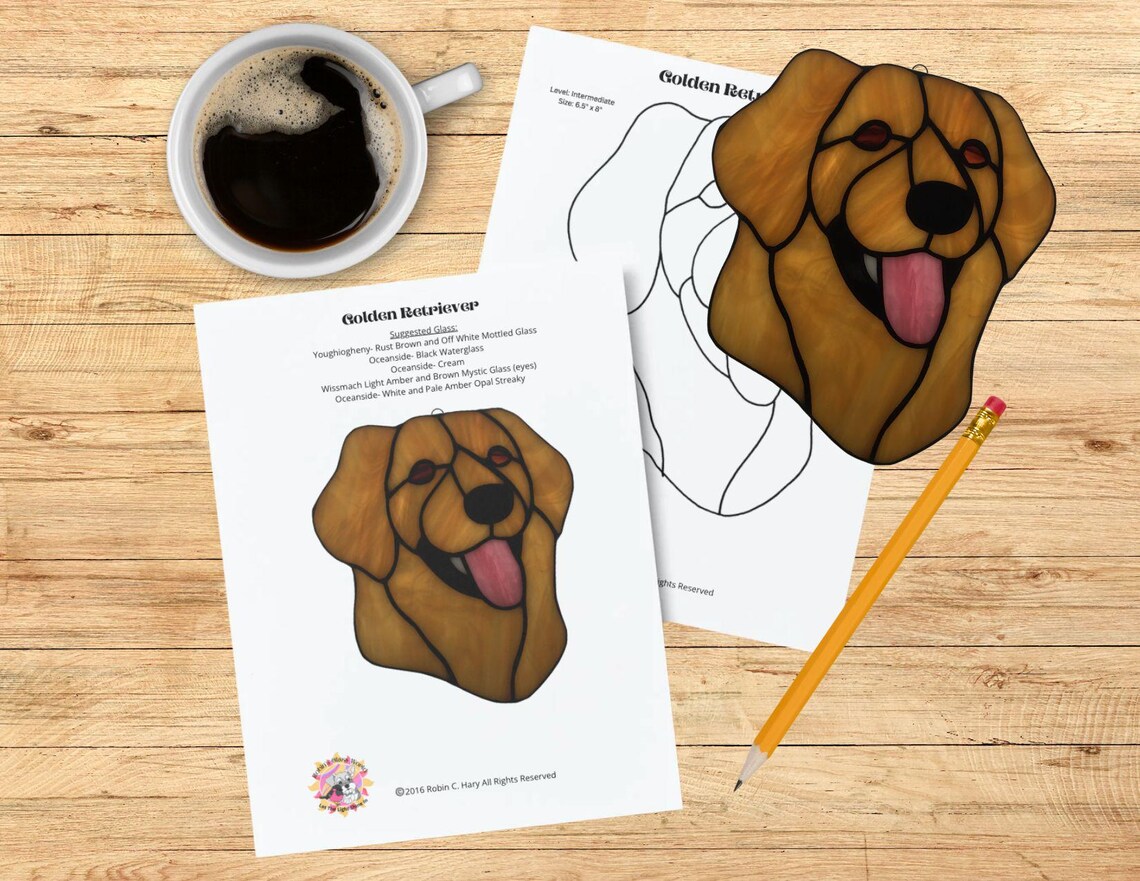 Golden Retriever Stained Glass Pattern/pdf/ DIY Suncatcher - Etsy