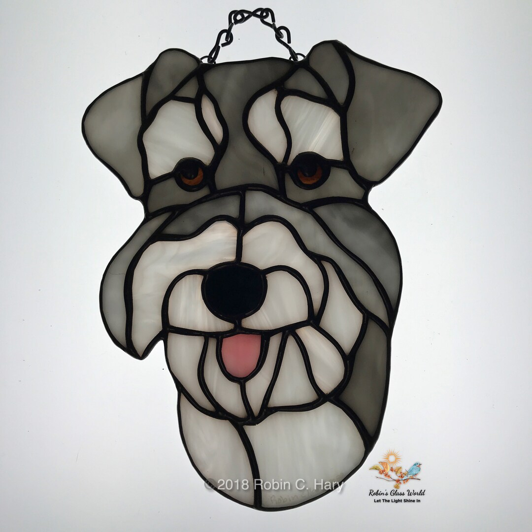 Schnauzer Handmade Stained Glass Suncatcher Miniature Schnauzer Giant ...