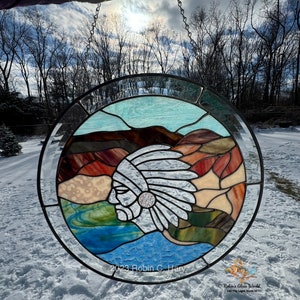 Native American Stained Glass Handmade Panel, Native Spirit - Etsy