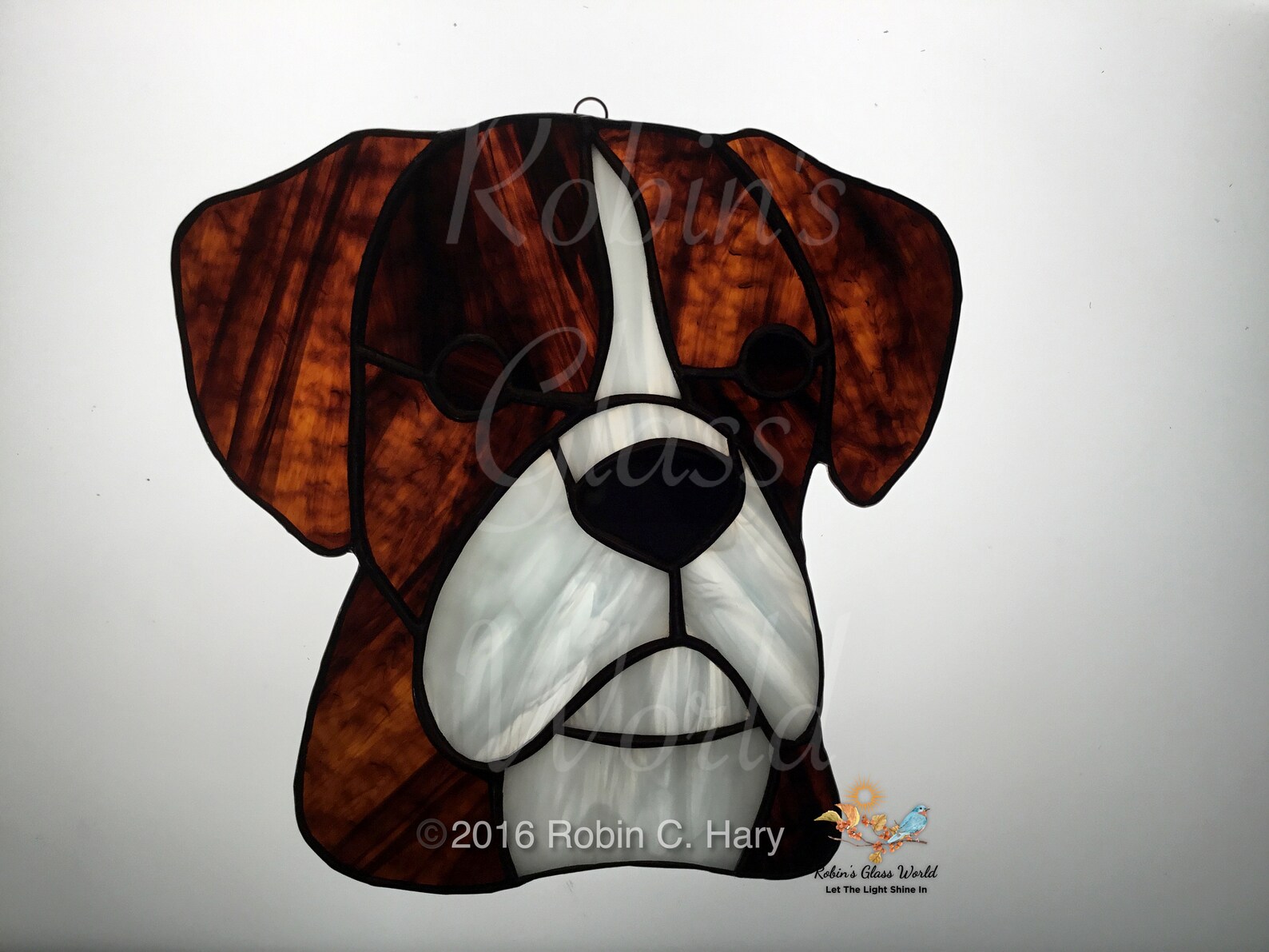 Boxer Handmade Stained Glass Suncatcher - Etsy