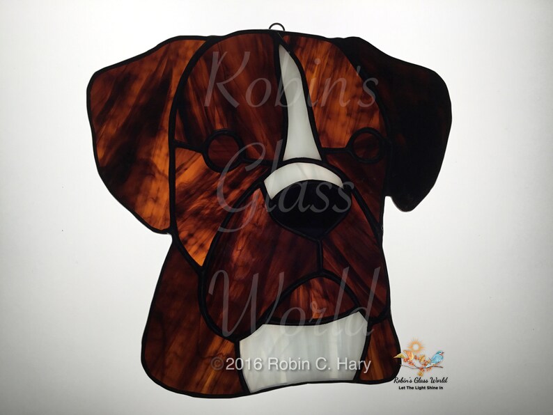 Boxer Handmade Stained Glass Suncatcher - Etsy