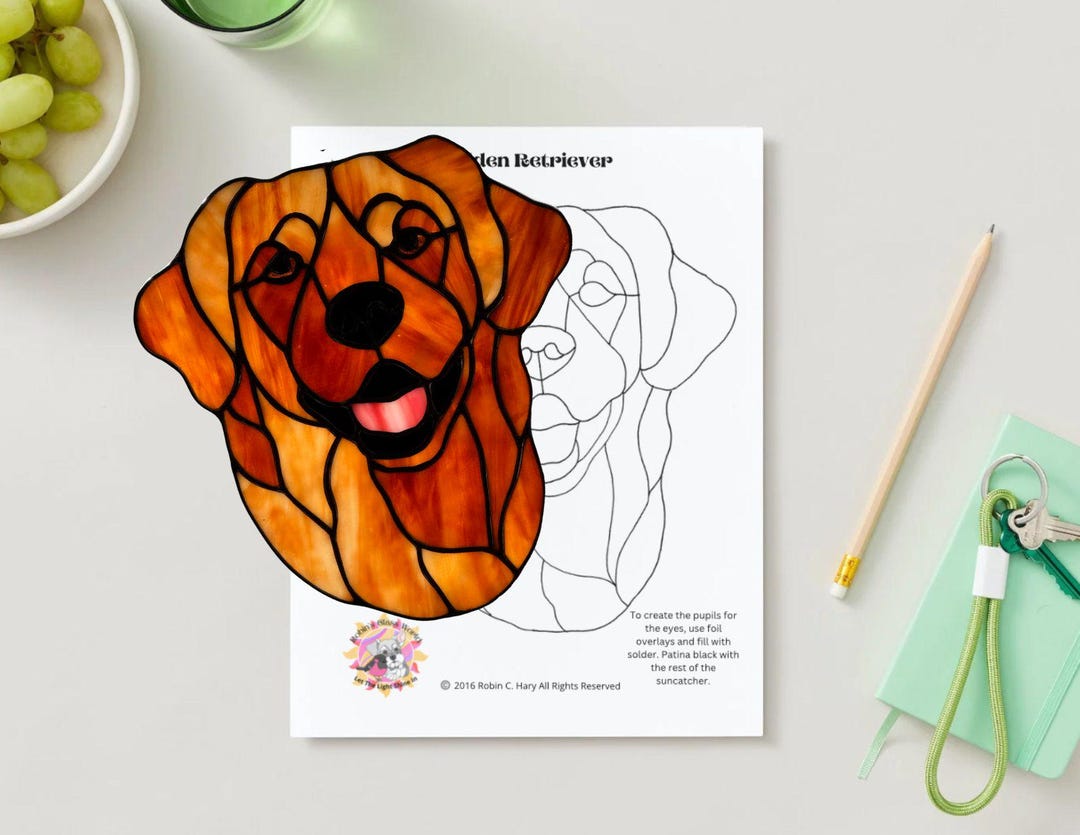 Golden Retriever Stained Glass Pattern/ PDF/ DIY Dog Window Hanging - Etsy