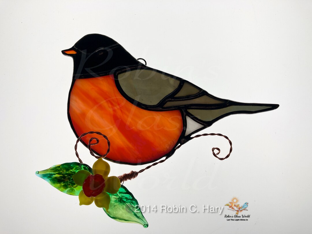Robin Handmade Stained Glass Suncatcher - Etsy