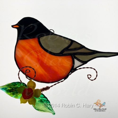 Robin Handmade Stained Glass Suncatcher - Etsy