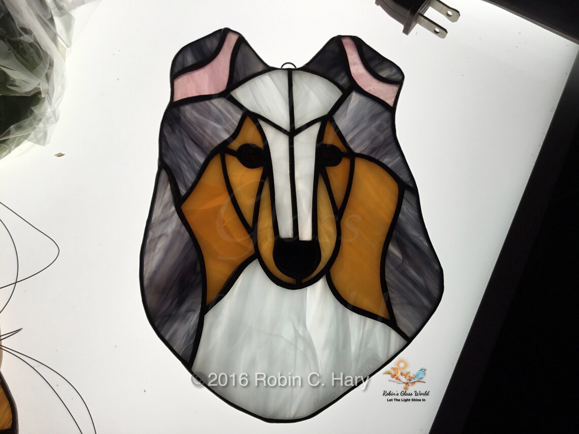 Sheltie Handmade Stained Glass Suncatcher - Etsy
