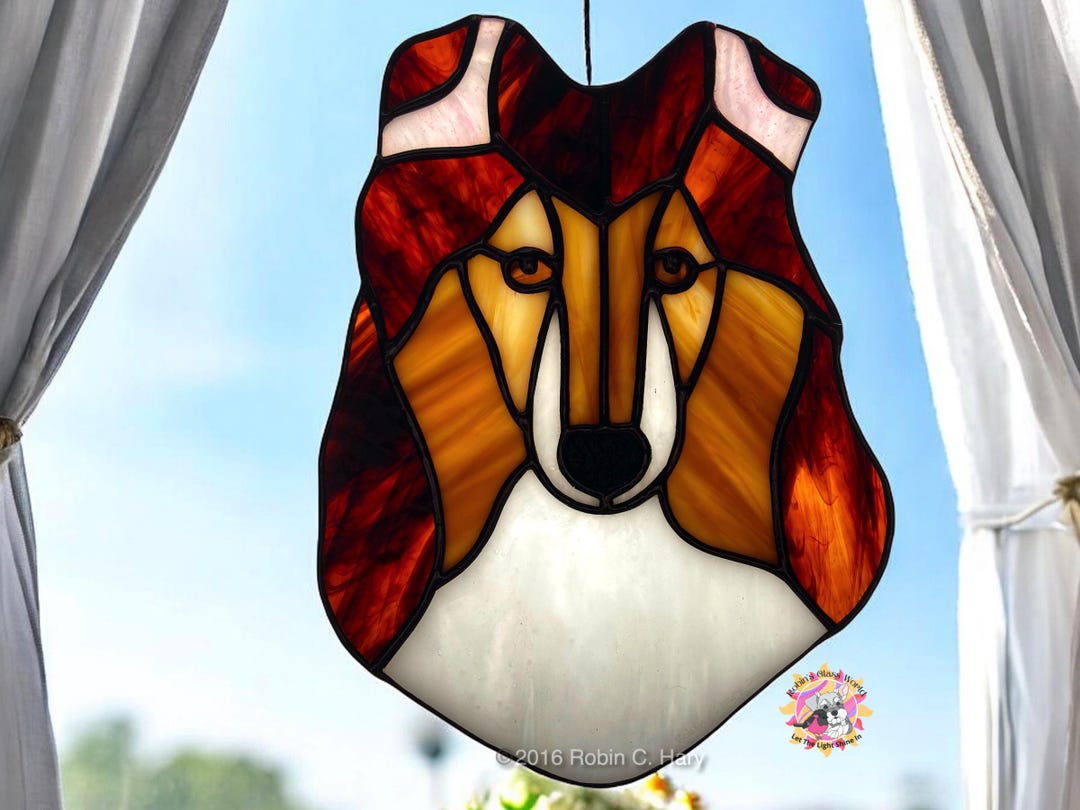 Sheltie Handmade Stained Glass Suncatcher - Etsy