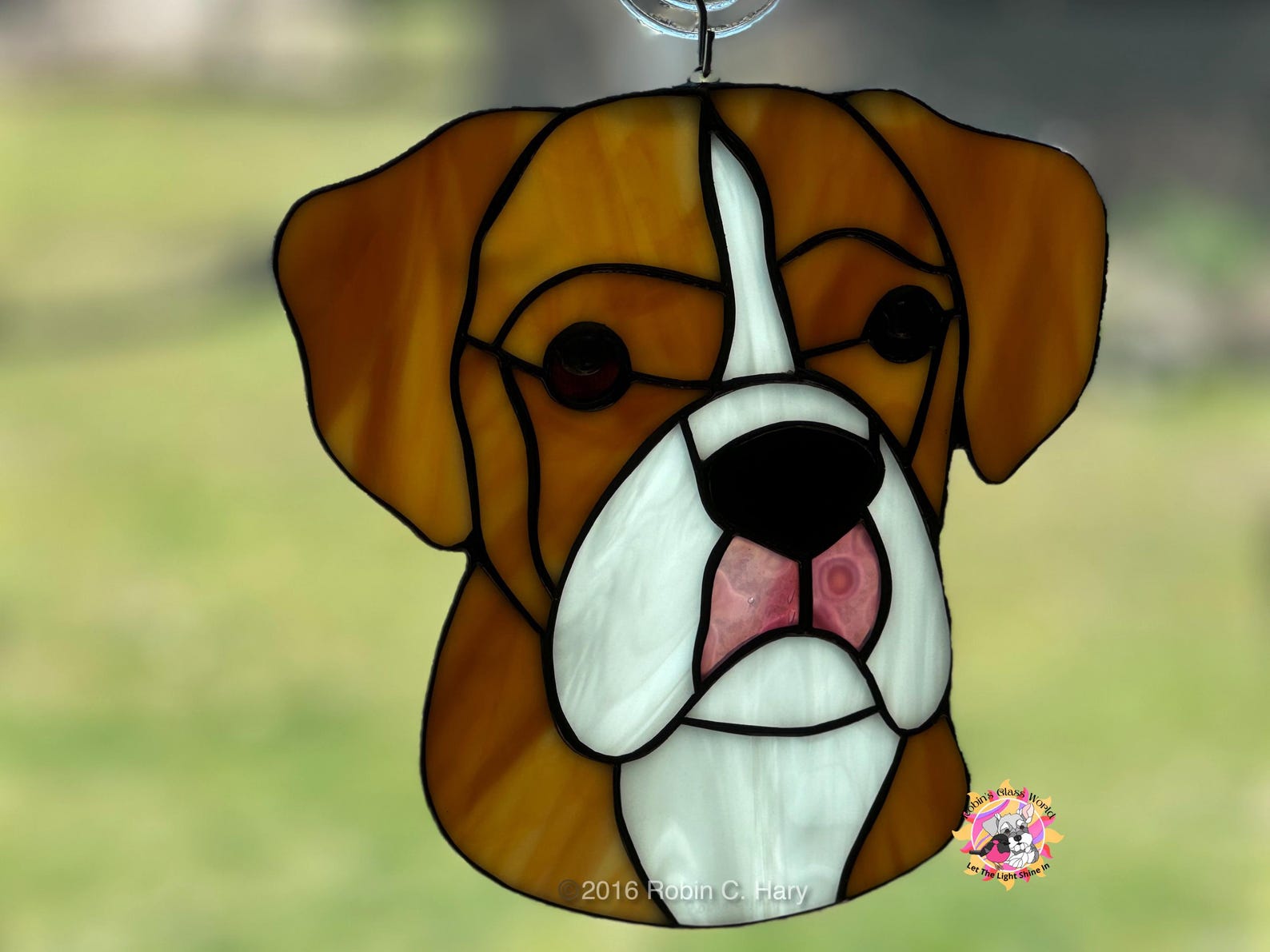 Boxer Handmade Stained Glass Suncatcher - Etsy