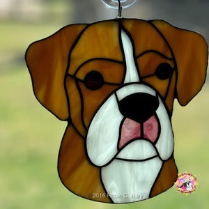 Boxer Handmade Stained Glass Suncatcher - Etsy