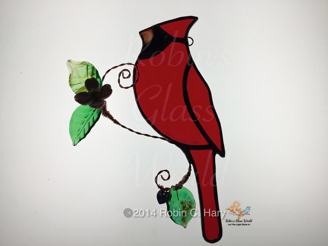 Spring Cardinal Handmade Stained Glass Suncatcher - Etsy