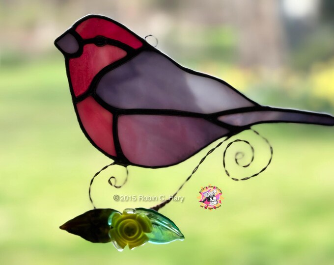 Purple Finch Handmade Stained Glass Suncatcher - Etsy