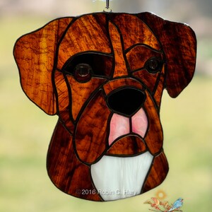 Boxer Handmade Stained Glass Suncatcher - Etsy