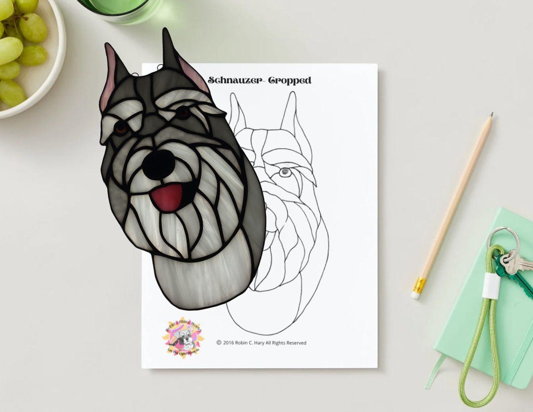 Schnauzer Cropped Ears Stained Glass Pattern - Etsy