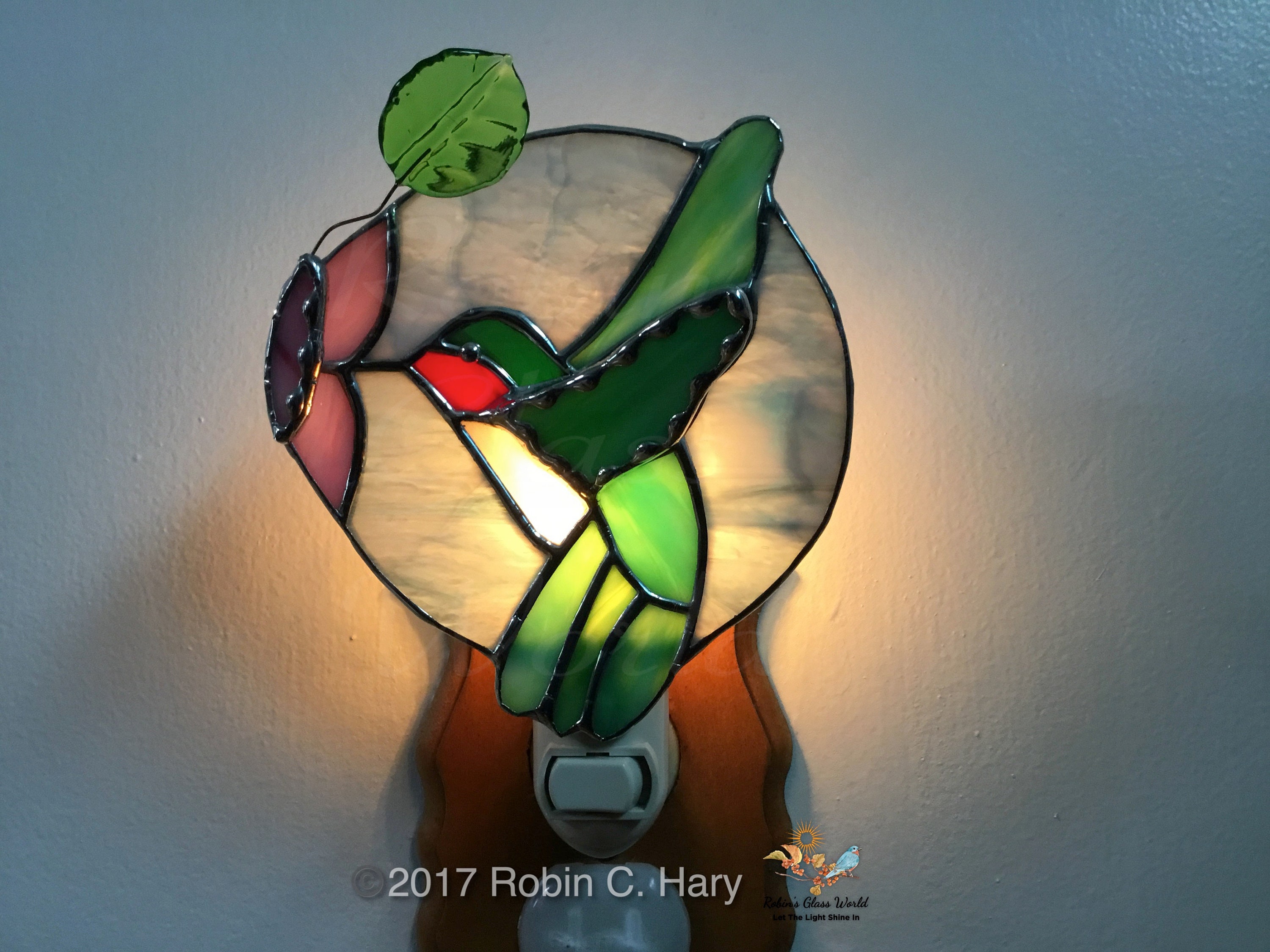 Stained Glass Hummingbird Night Light