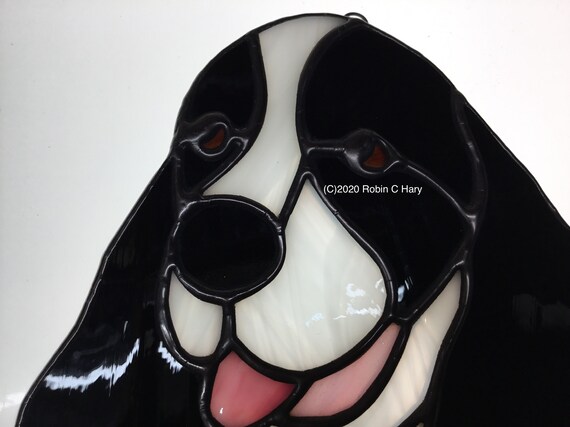Vintage Stained Glass Cocker Spaniel Pattern Suncatcher used Glass Art ...