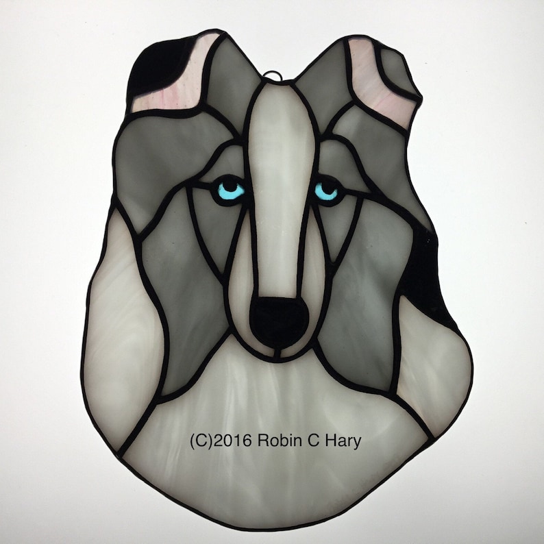 Sheltie Handmade Stained Glass Suncatcher | Etsy