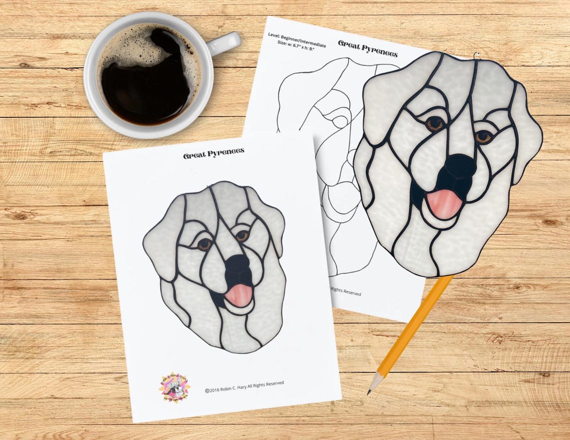 Great Pyrenees Stained Glass Pattern/ PDF/ DIY Dog Window Hanging - Etsy