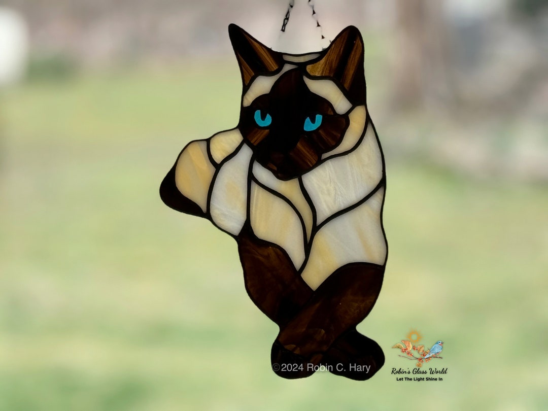 Siamese Cat Handmade Stained Glass Suncatcher - Etsy