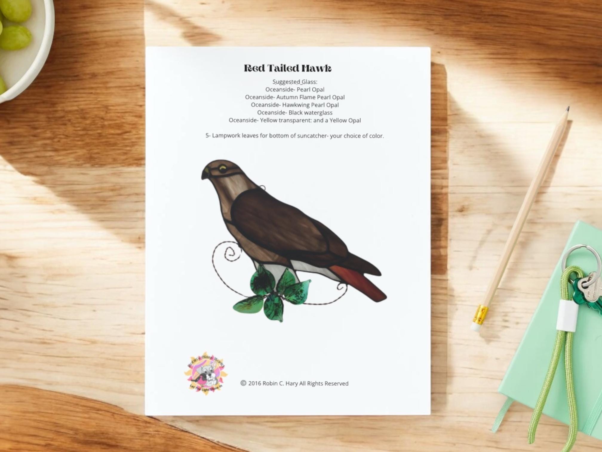 Red Tailed Hawk Stained Glass Pattern/ PDF/ DIY Bird Window Hanging - Etsy
