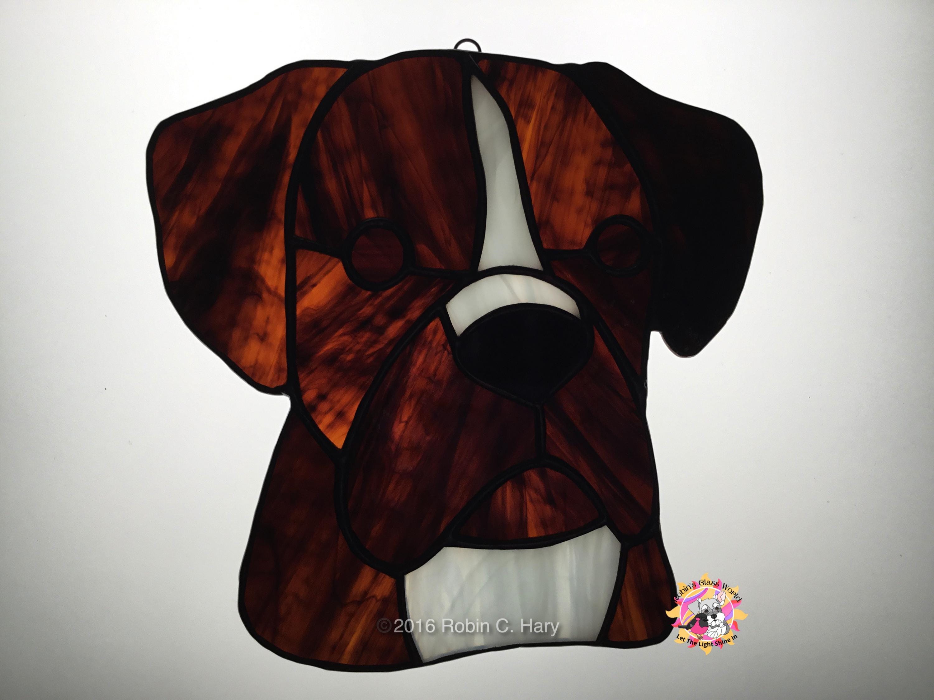 Boxer Handmade Stained Glass Suncatcher - Etsy