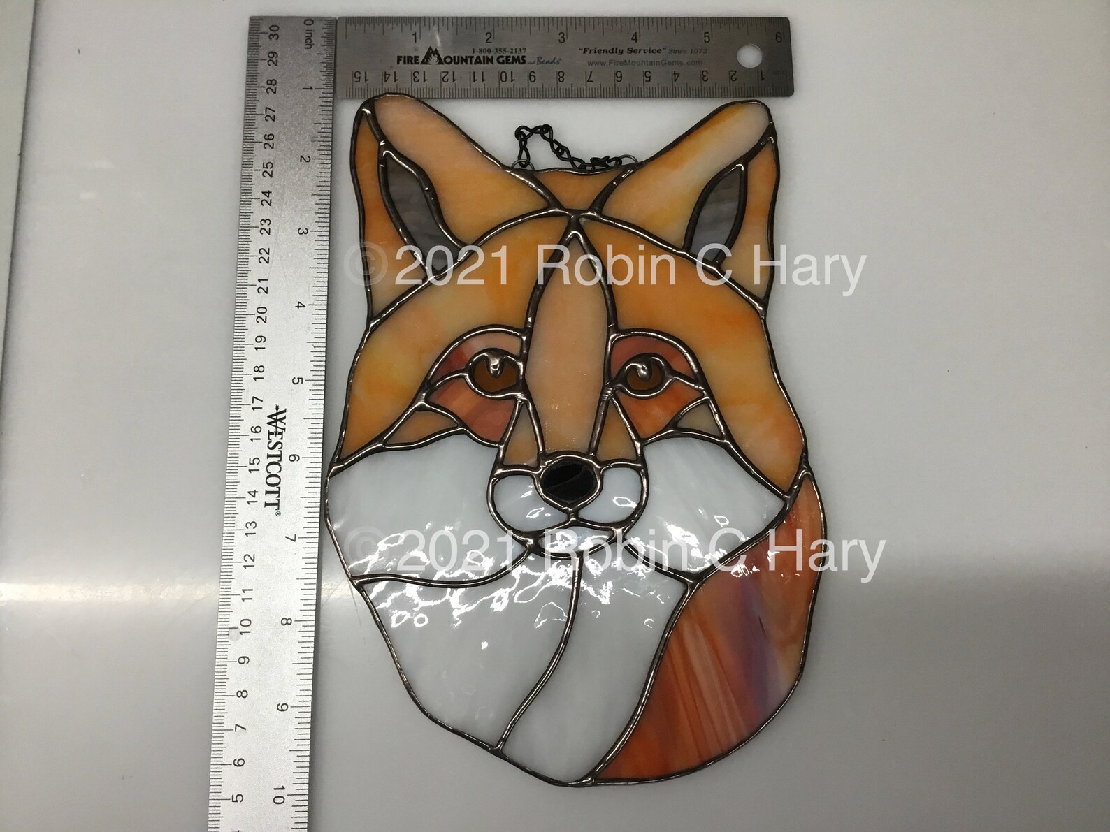 Red Fox Handmade Stained Glass Suncatcher | Etsy