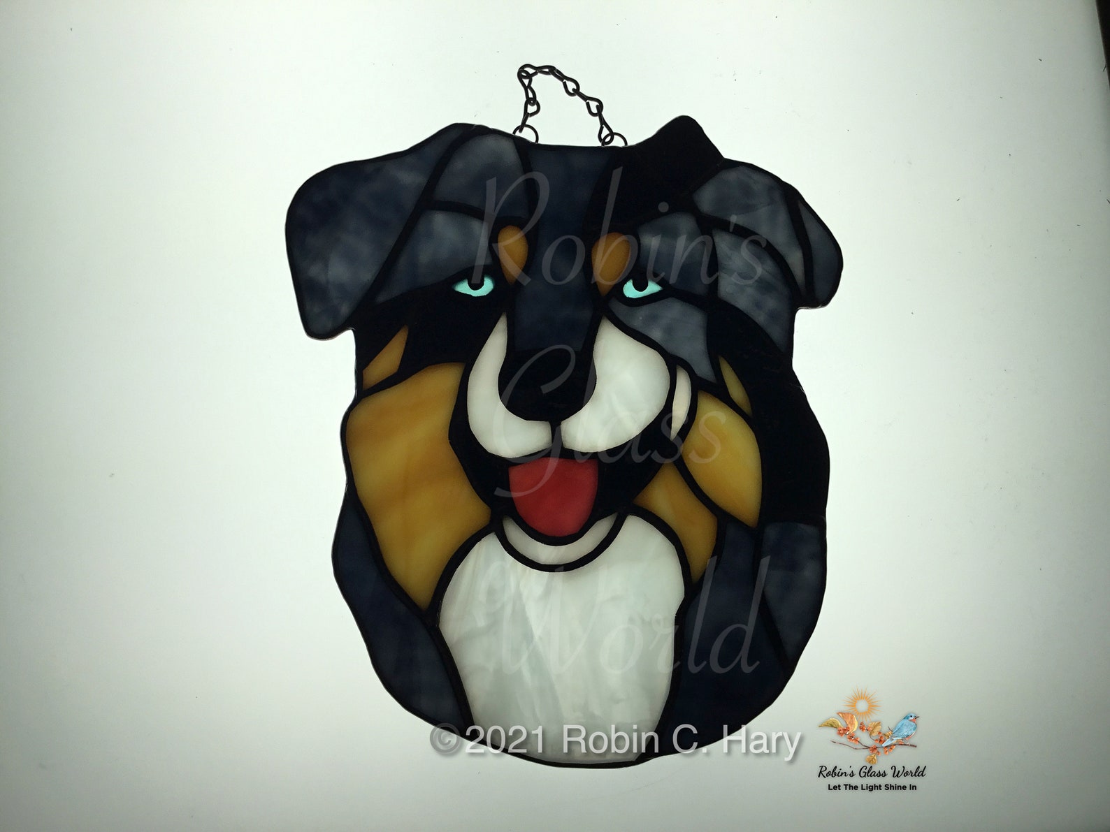 Australian Shepherd Handmade Stained Glass Suncatcher - Etsy