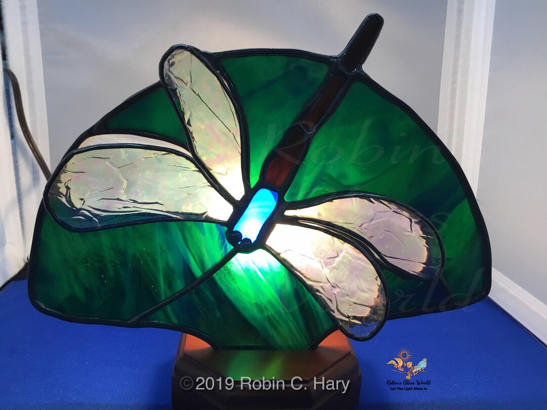 Dragonfly Handmade Stained Glass Lamp - Etsy
