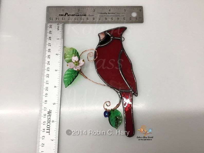 Spring Cardinal Handmade Stained Glass Suncatcher - Etsy