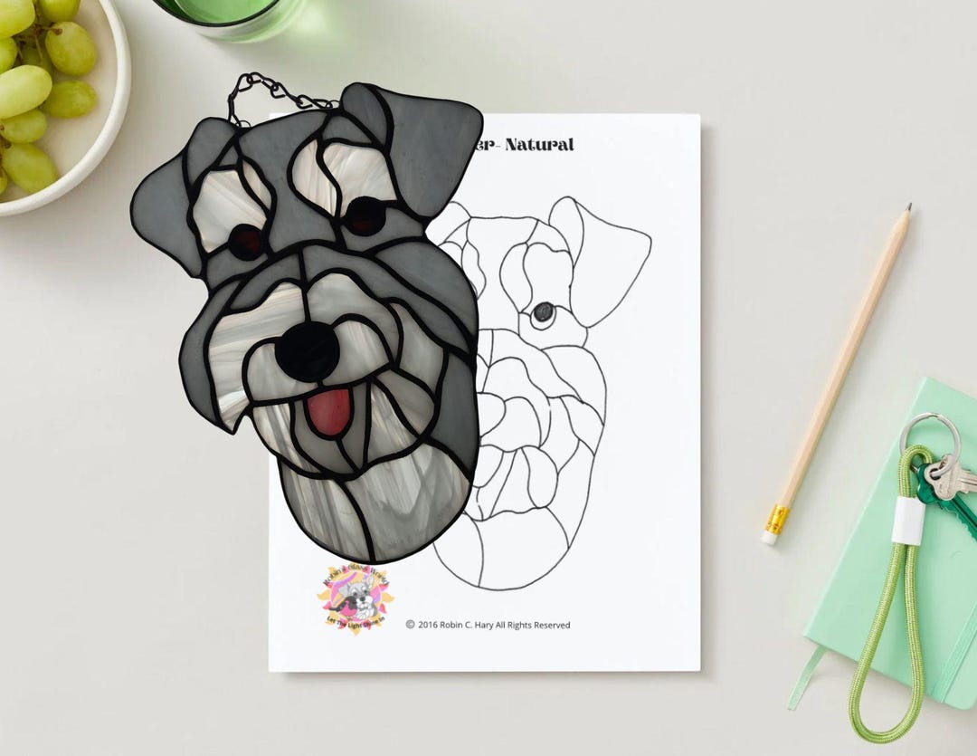 Schnauzer Natural Ears Stained Glass Pattern - Etsy