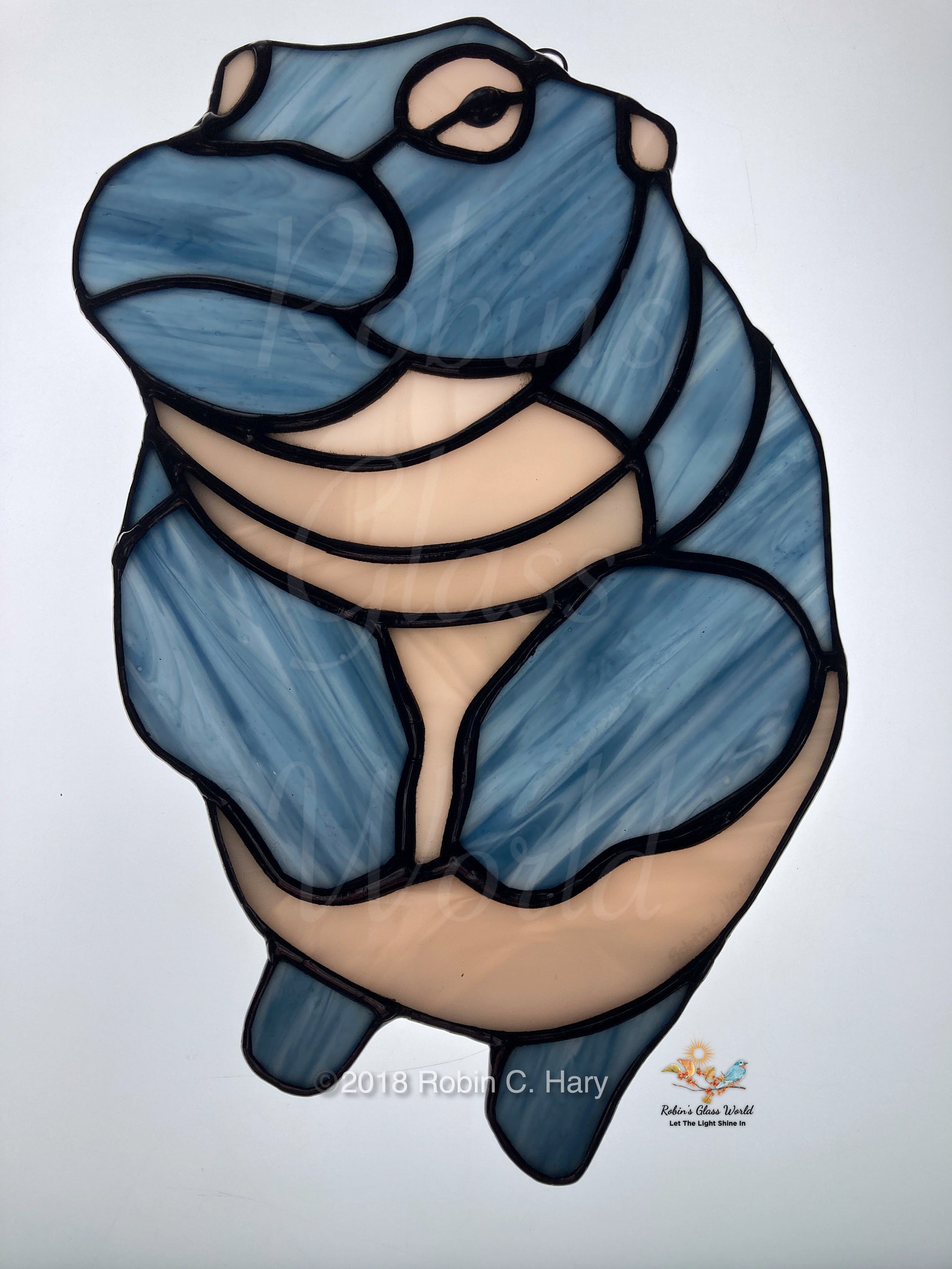 Baby Hippo Handmade Stained Glass Suncatcher - Etsy