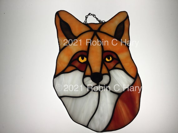 Red Fox Handmade Stained Glass Suncatcher | Etsy