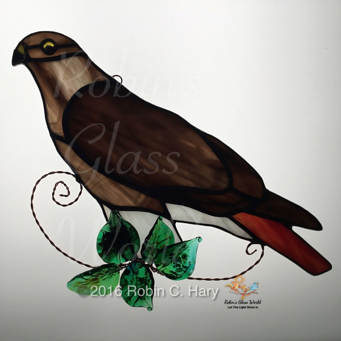Red Tailed Hawk Handmade Stained Glass Suncatcher - Etsy