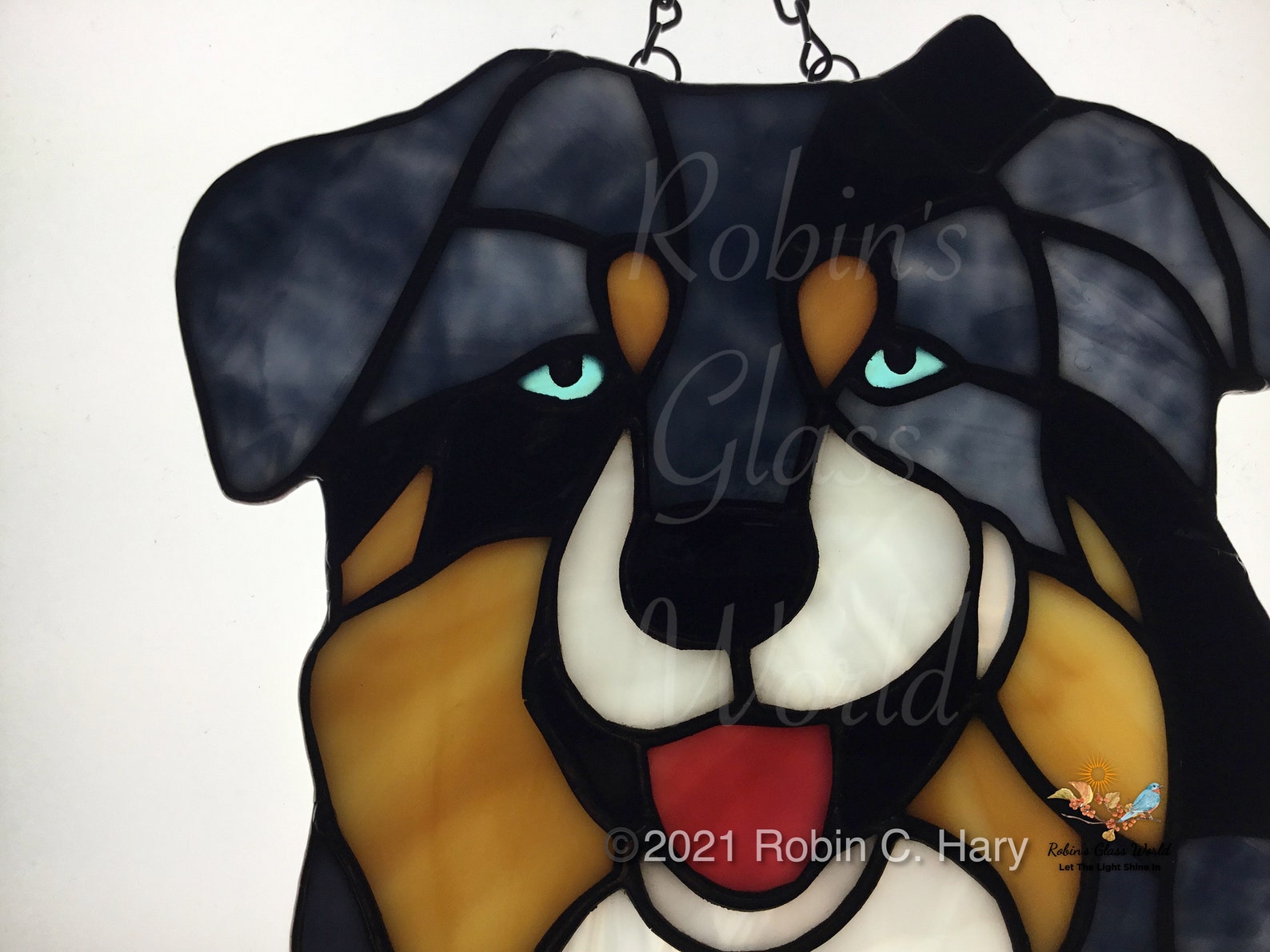 Australian Shepherd Handmade Stained Glass Suncatcher - Etsy