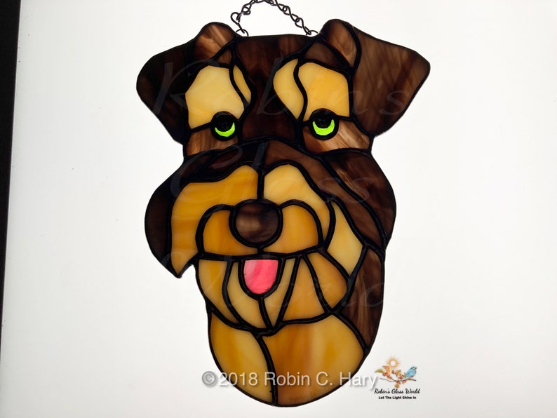 Schnauzer Handmade Stained Glass Suncatcher Miniature - Etsy
