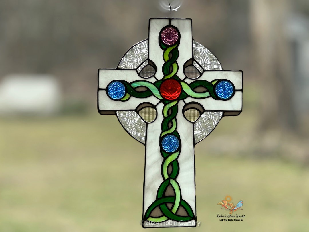 Celtic Cross Handmade in Stained Glass - Etsy