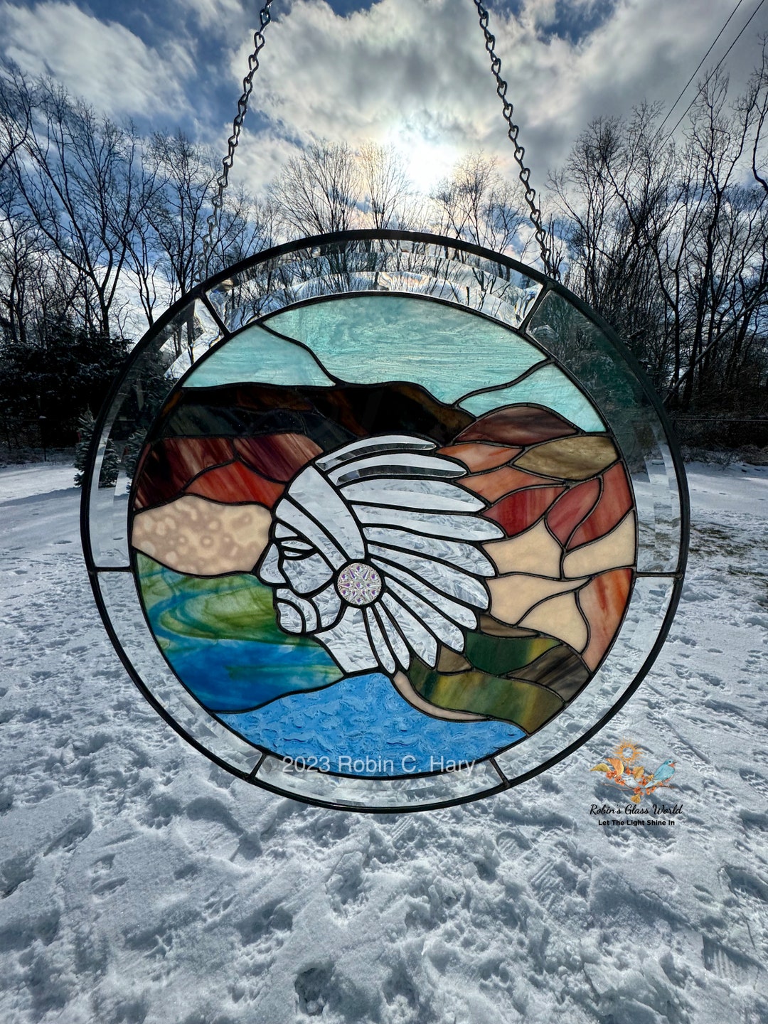 Native American Stained Glass Handmade Panel, Native Spirit - Etsy