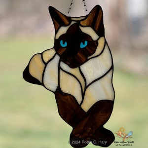 Siamese Cat Handmade Stained Glass Suncatcher - Etsy