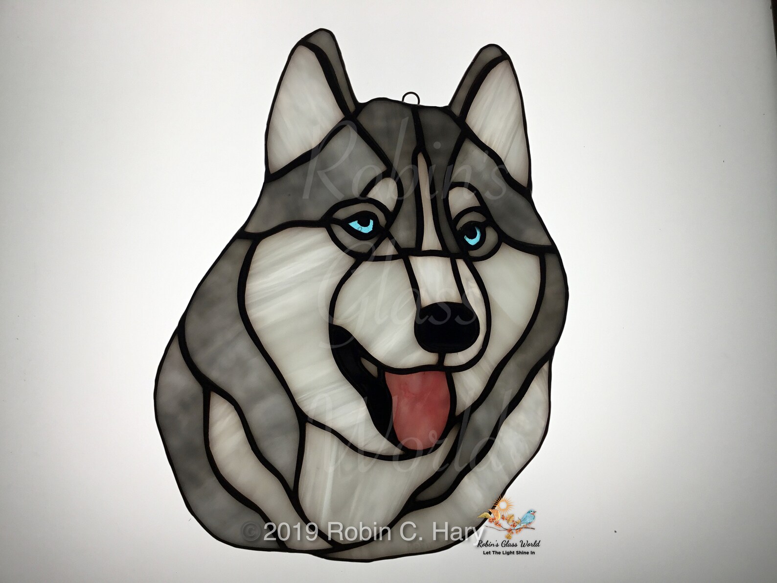 Siberian Husky Handmade Stained Glass Suncatcher - Etsy