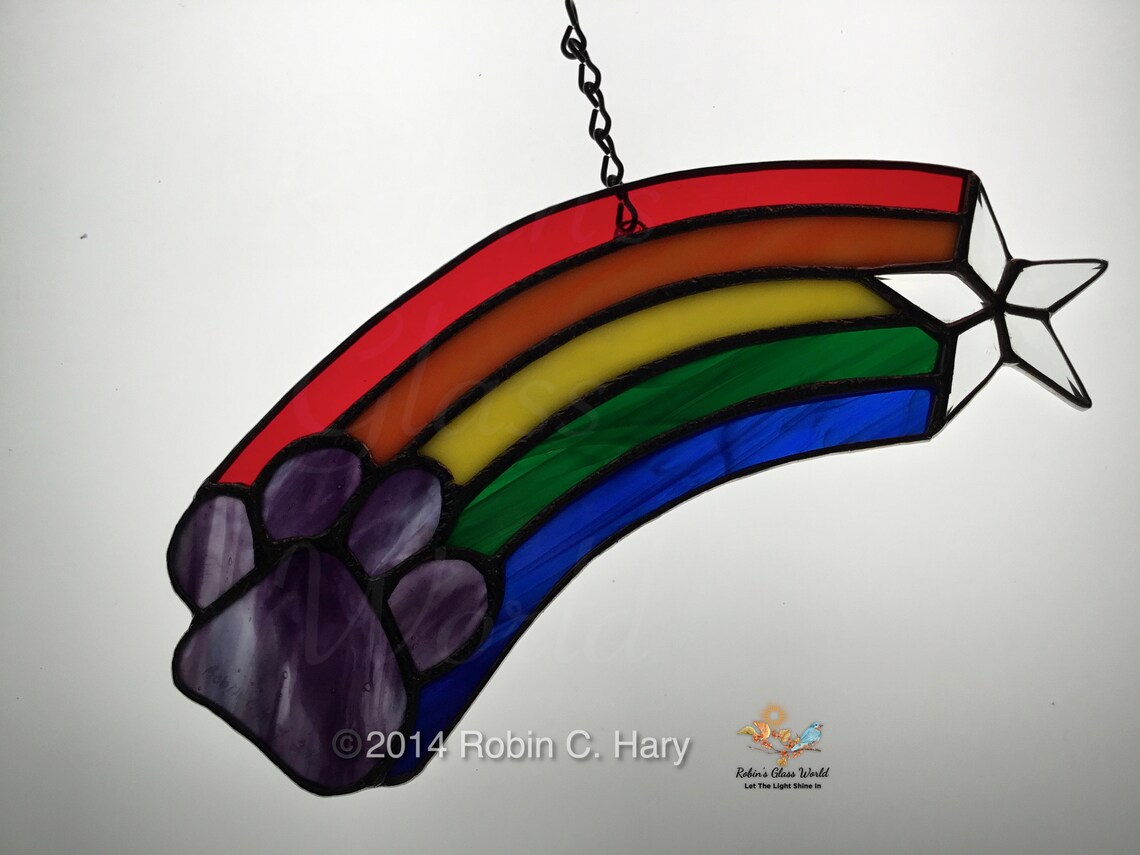 Rainbow Bridge Handmade Stained Glass Suncatcher - Etsy