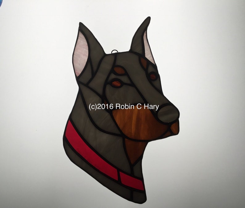 Doberman Pinscher Stained Glass Suncatcher Original and | Etsy