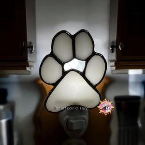 Paw Print Handmade Stained Glass Night Light - Etsy