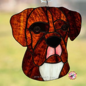 Boxer Handmade Stained Glass Suncatcher - Etsy
